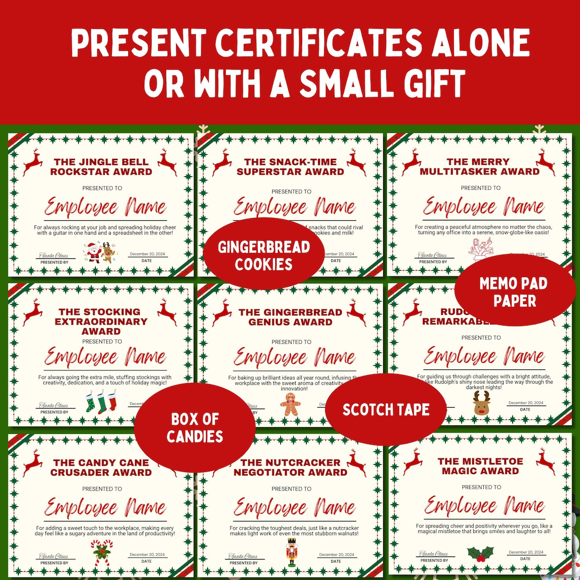 20 Funny Christmas Awards for Employees, Certificates Editable in Canva ...