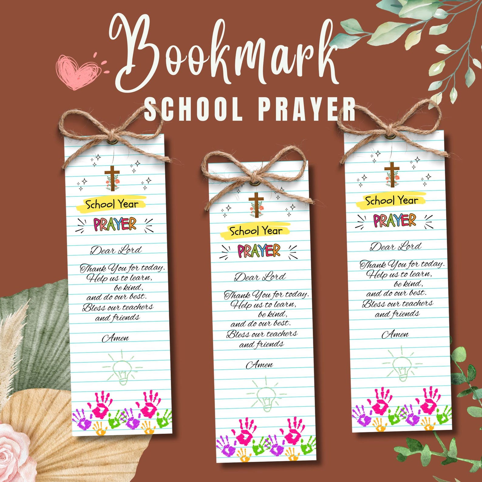 First Day of School Prayer Bookmark for Kids I Printable Sunday School ...