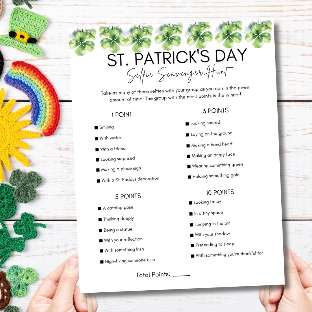 St. Patrick's Day Selfie Scavenger Hunt | Printable Party Game (digital ...
