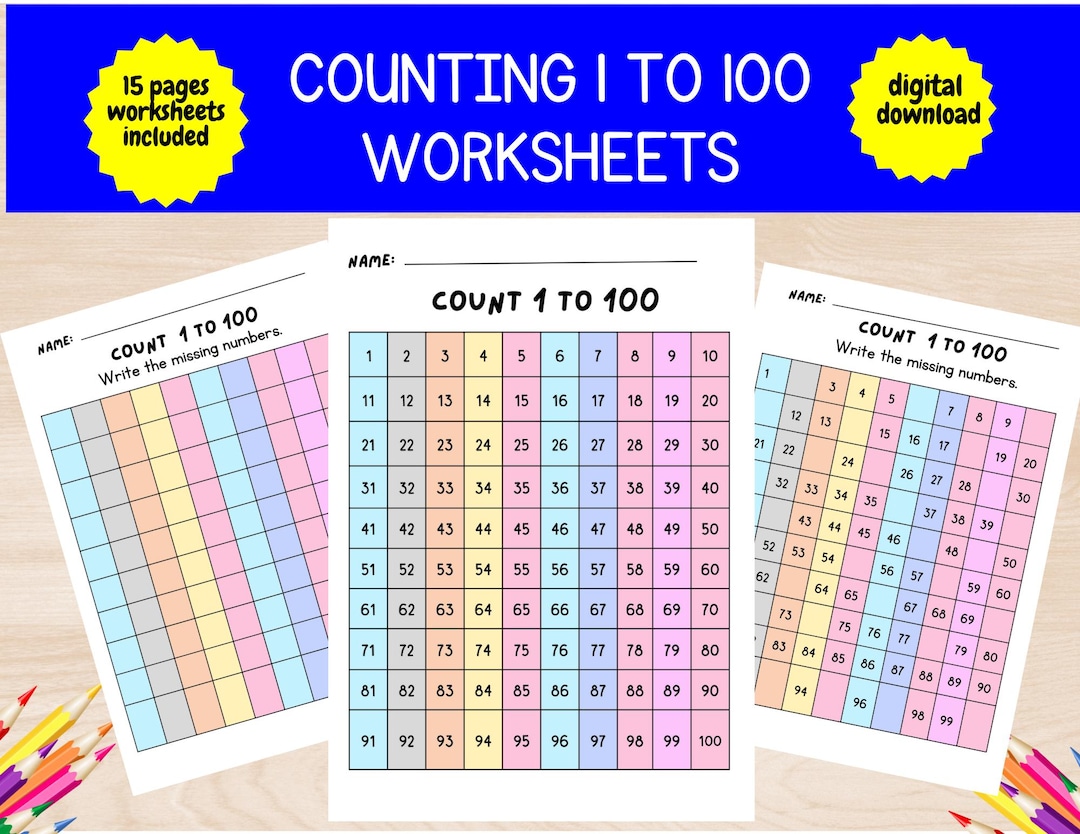 Counting Numbers 1 to 100 Printable Number Charts Numbers Activity for ...