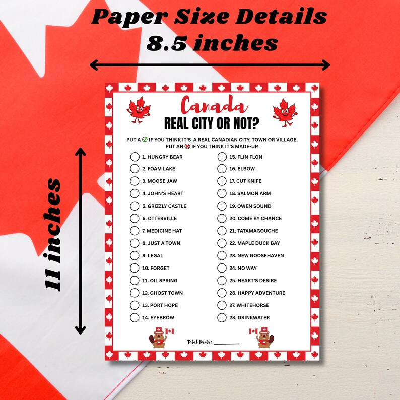 Canada Day Trivia Game Printable, Canada Day Party Game, Funny Canada ...