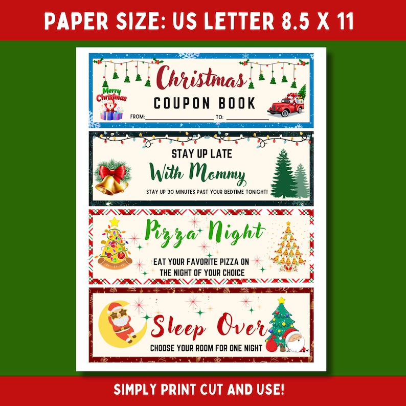Christmas Reward Coupons for Kids, Treats & Activities (PDF) - Etsy