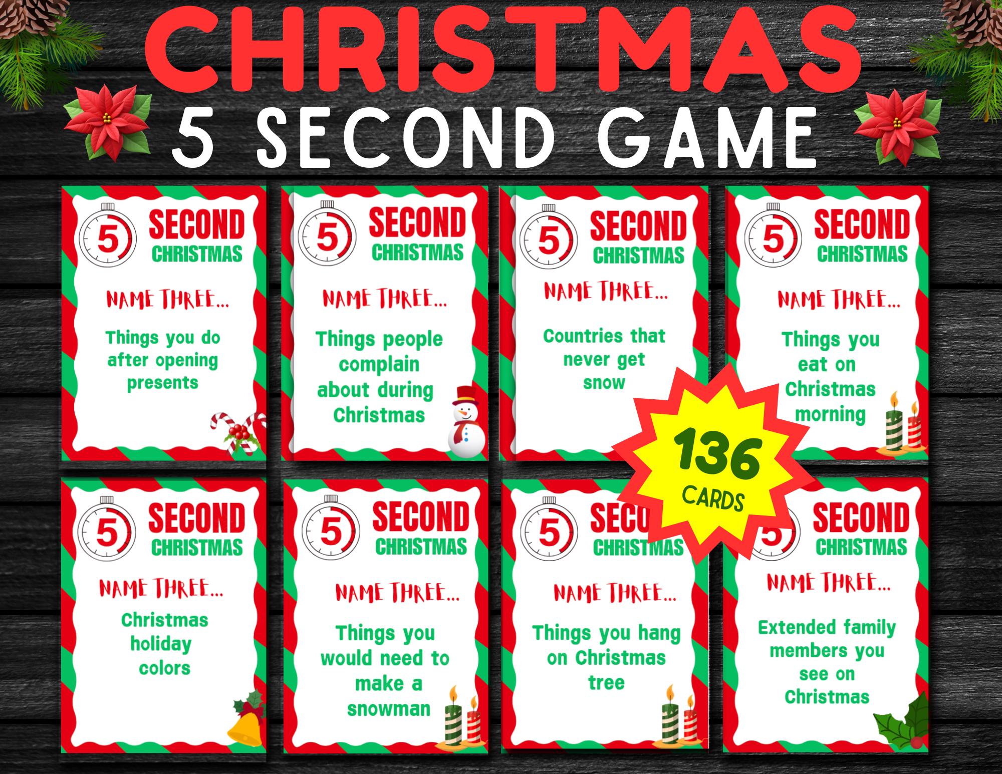 Christmas 5 Second Game | Printable Party Activity (PDF) - Etsy
