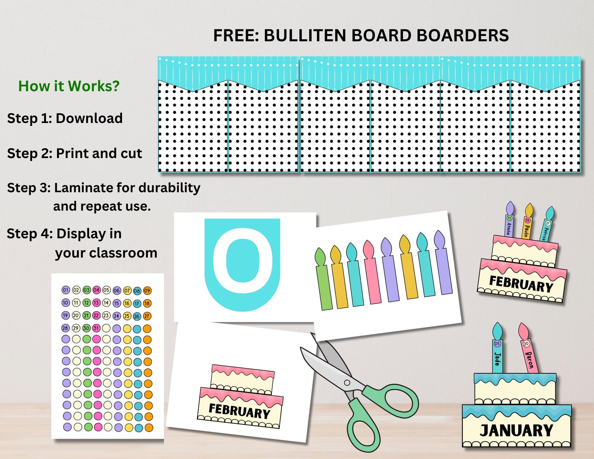 Cake Birthday Bulletin Board, Classroom Decor (printable) - Etsy