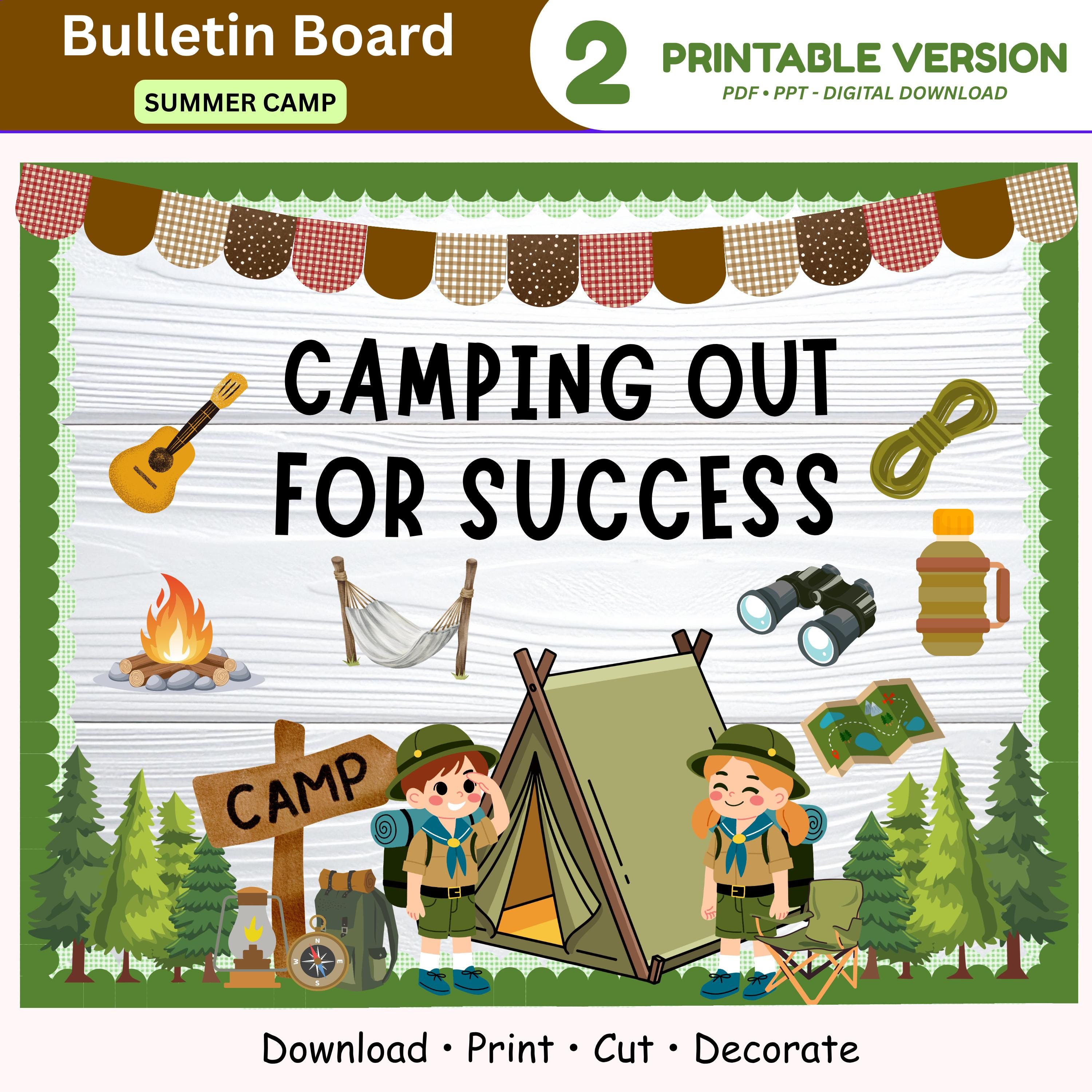 Summer Camp Bulletin Board Kit | Camping Classroom Decor (digital ...