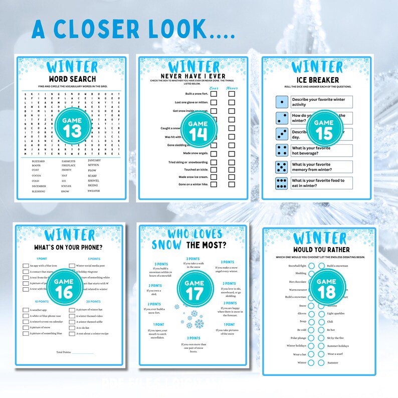 Printable Winter Games Bundle, Winter Party Games, Office Games, Winter ...