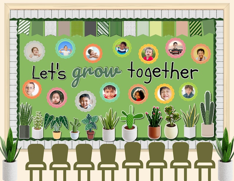 Succulent Classroom Bulletin Board Kit, Plant Theme Decor (printable ...