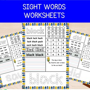 Sight Words Worksheets: Kindergarten-1st Grade, Handwriting & Spelling ...