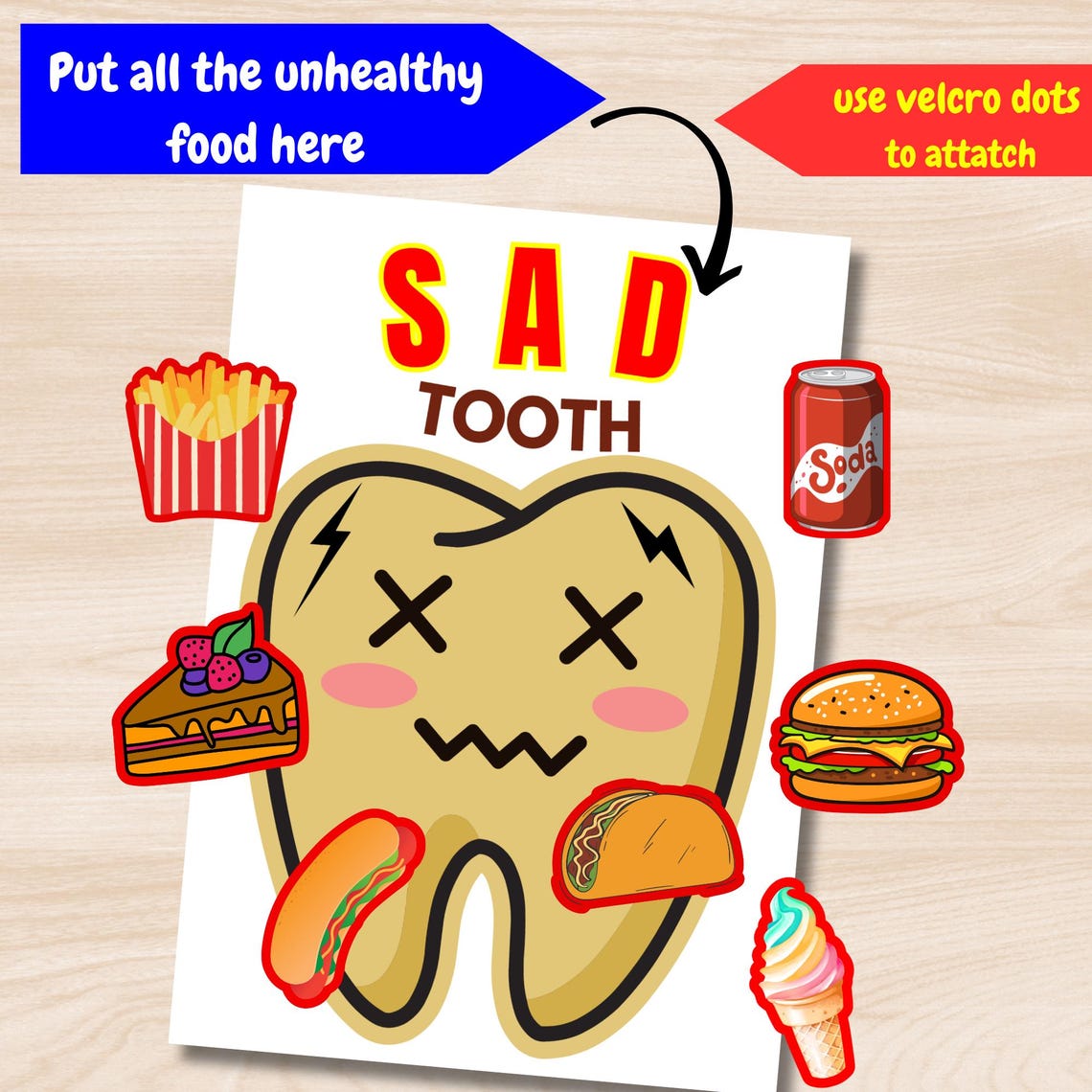 Sad and Happy Tooth, Dental Health Printable Worksheet for Toddlers ...