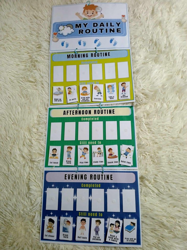 Boy Daily Routine Chart Printable, Morning, Afternoon, Evening Bedtime ...