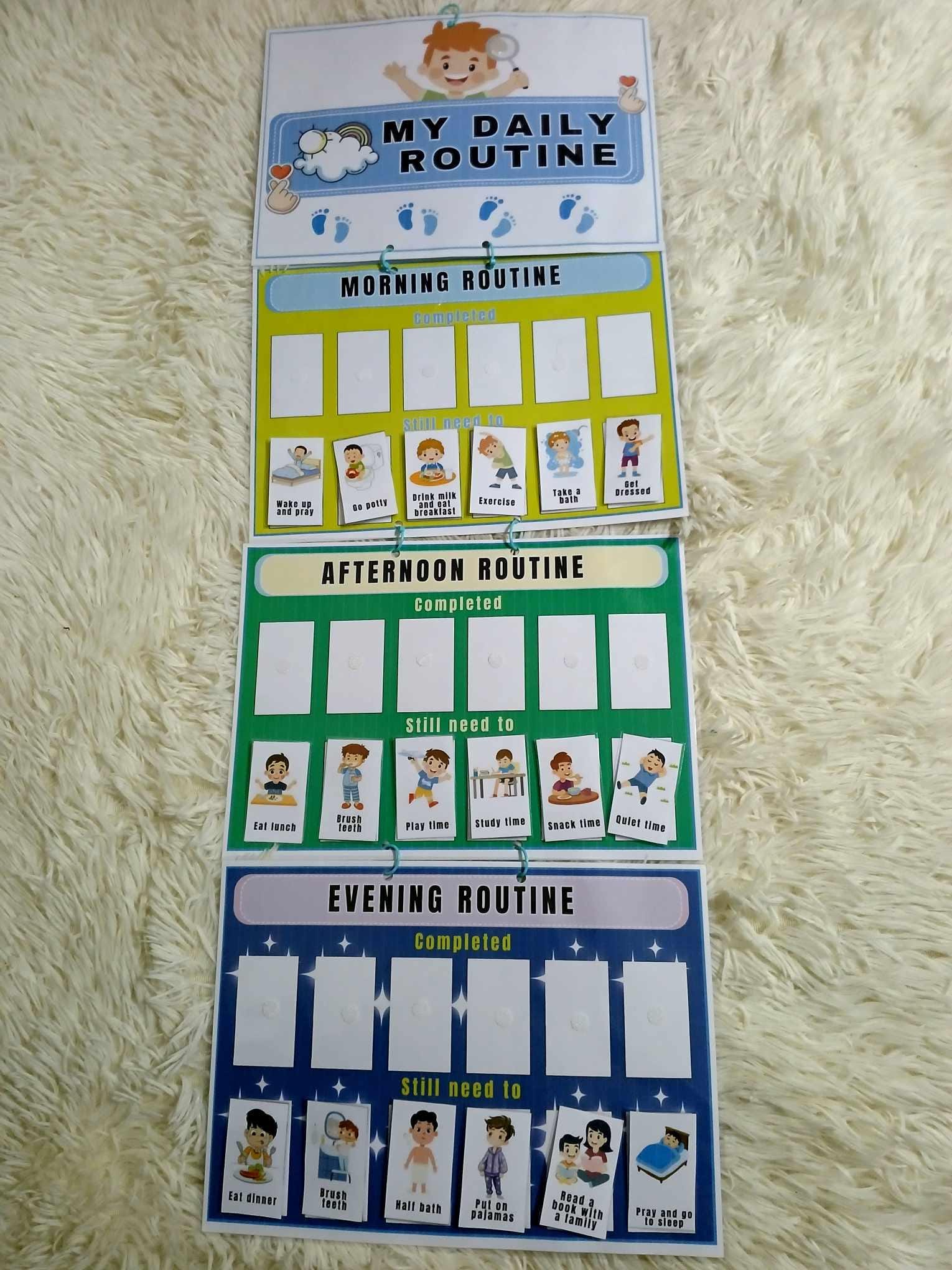 Boy Daily Routine Chart Printable, Morning, Afternoon, Evening Bedtime ...