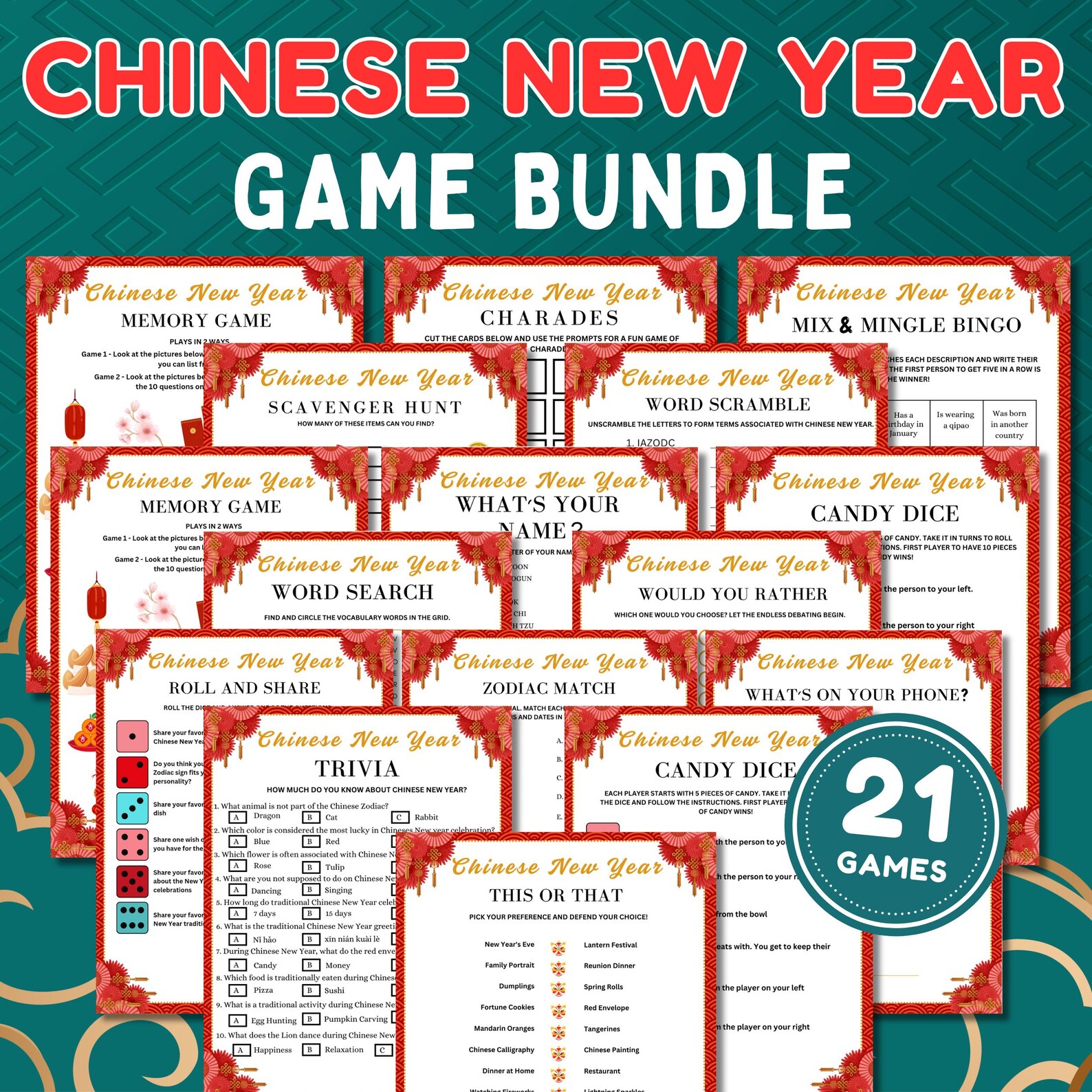 Chinese New Year Games Bundle, Chinese New Year Games for Families ...