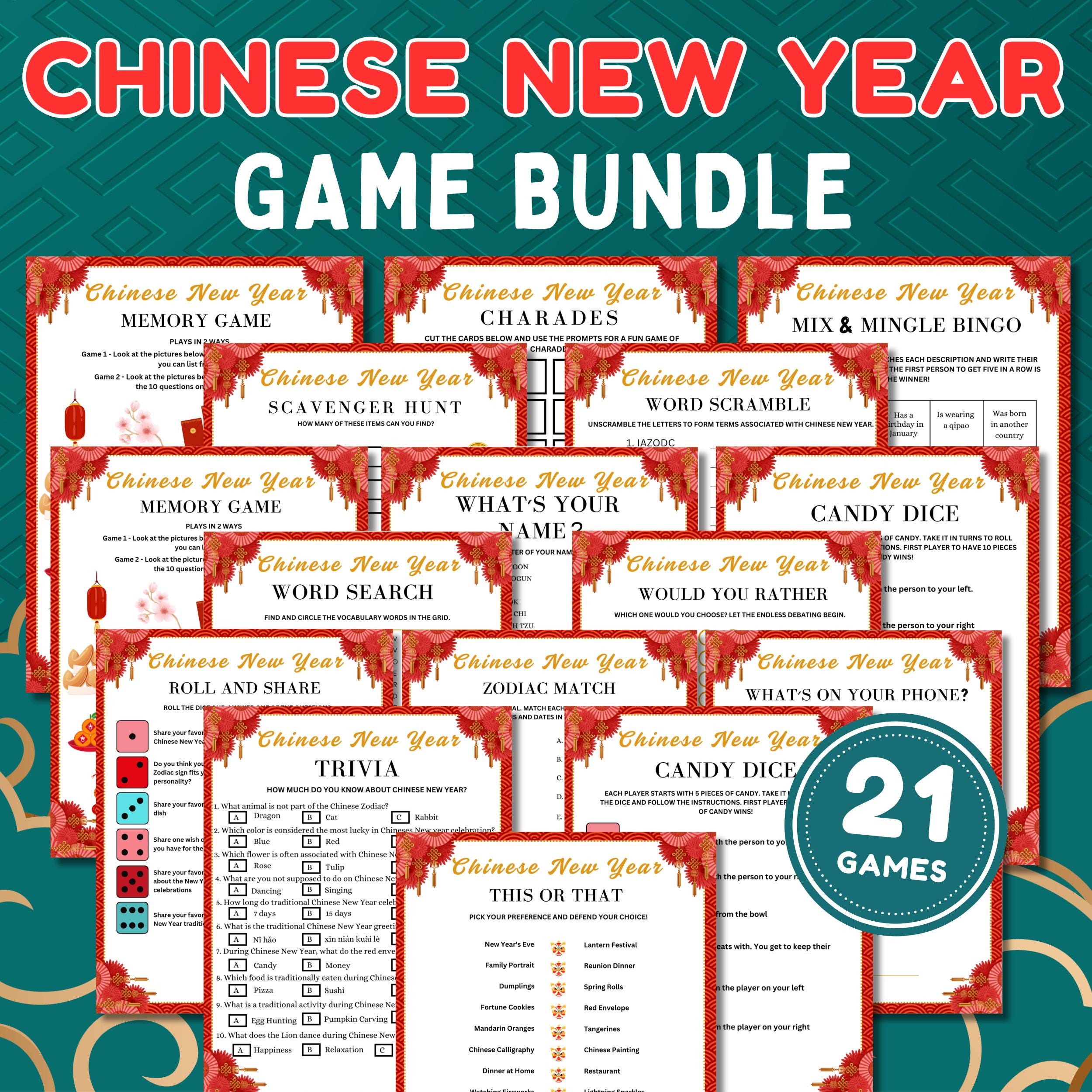 Chinese New Year Games Bundle, Chinese New Year Games for Families ...