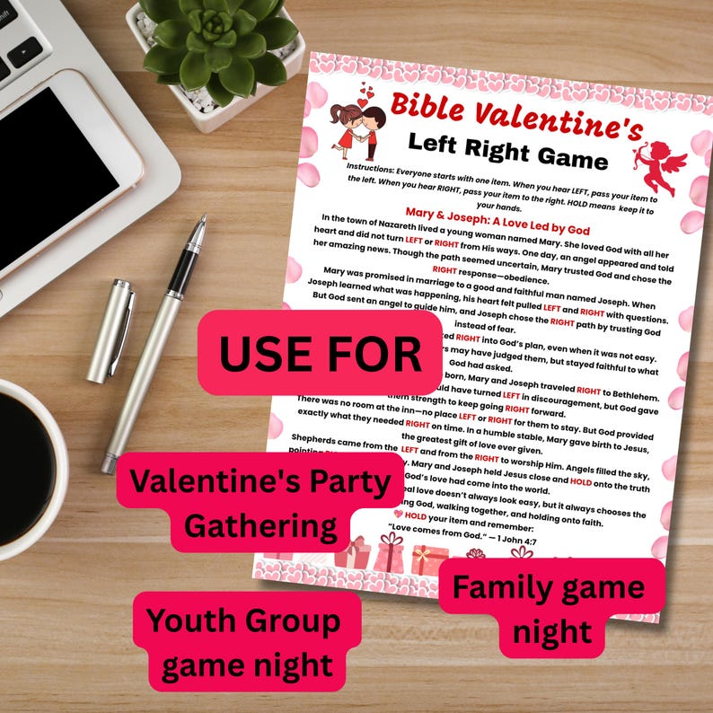 Valentine's Bible Game | Left Right Pass the Prize (digital Download ...
