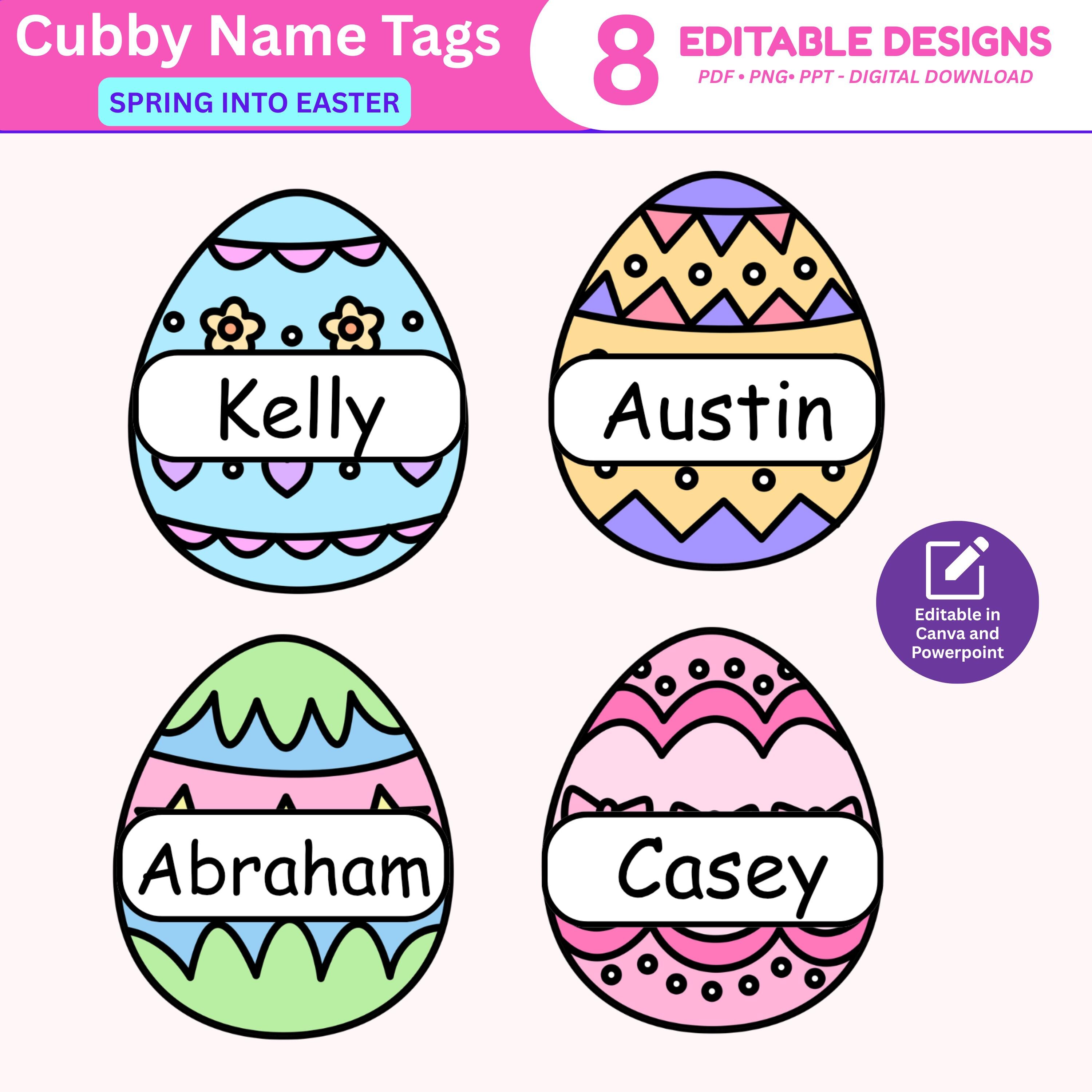 Pastel Easter Egg Cubby Name Tags: Editable Spring Classroom Labels ...
