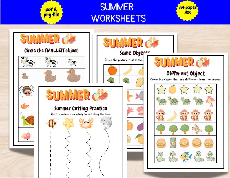 Summer Activity Worksheets for Toddlers, Preschool (PDF Printable) - Etsy