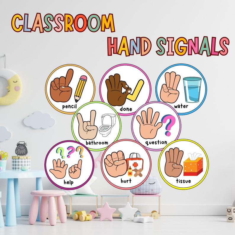 Hand Signals for Classroom Management, Classroom Rules, - Etsy