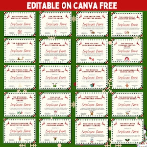 20 Funny Christmas Awards for Employees, Certificates Editable in Canva ...