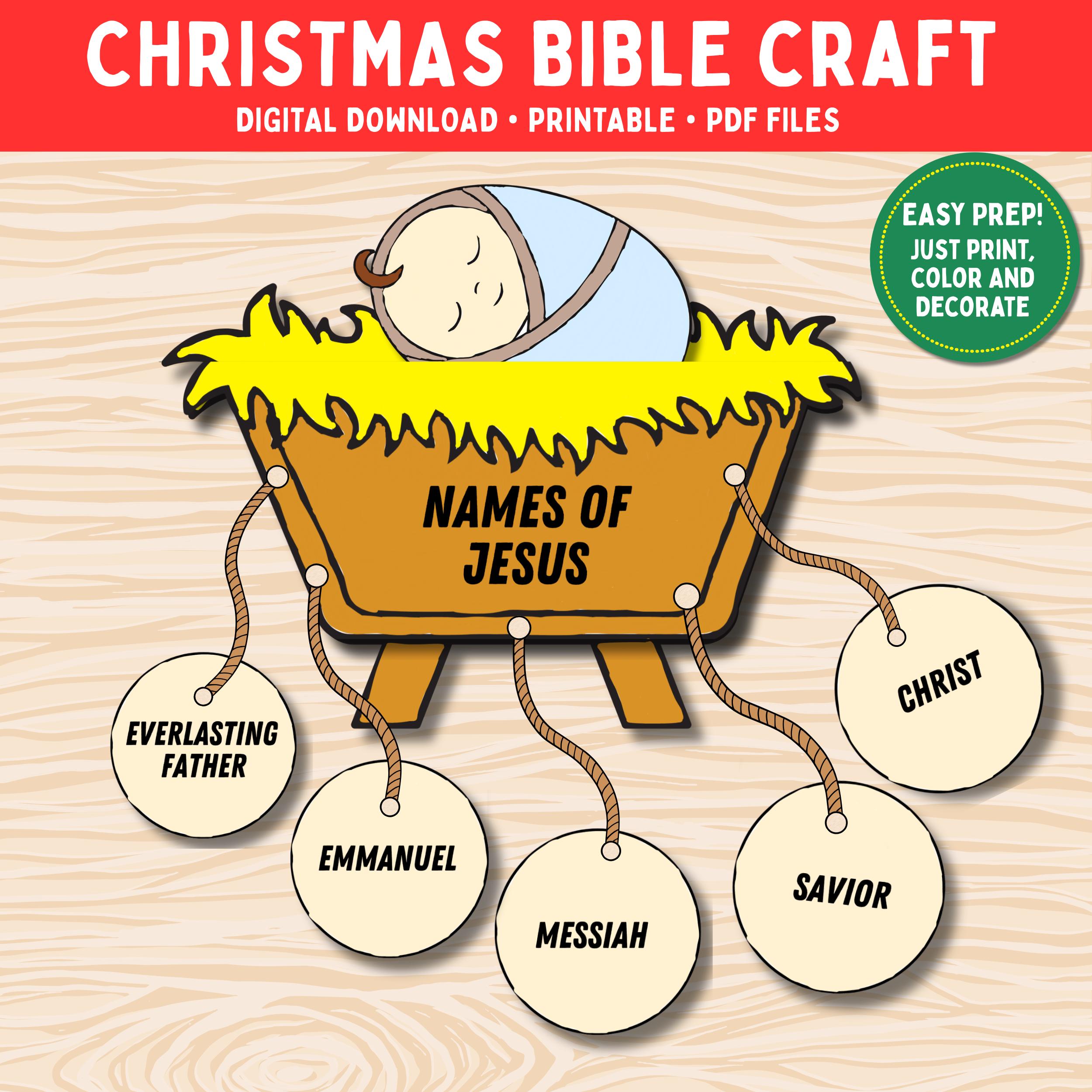 Names of Jesus Manger Craft, Printable Christmas Bible Activity (PDF ...