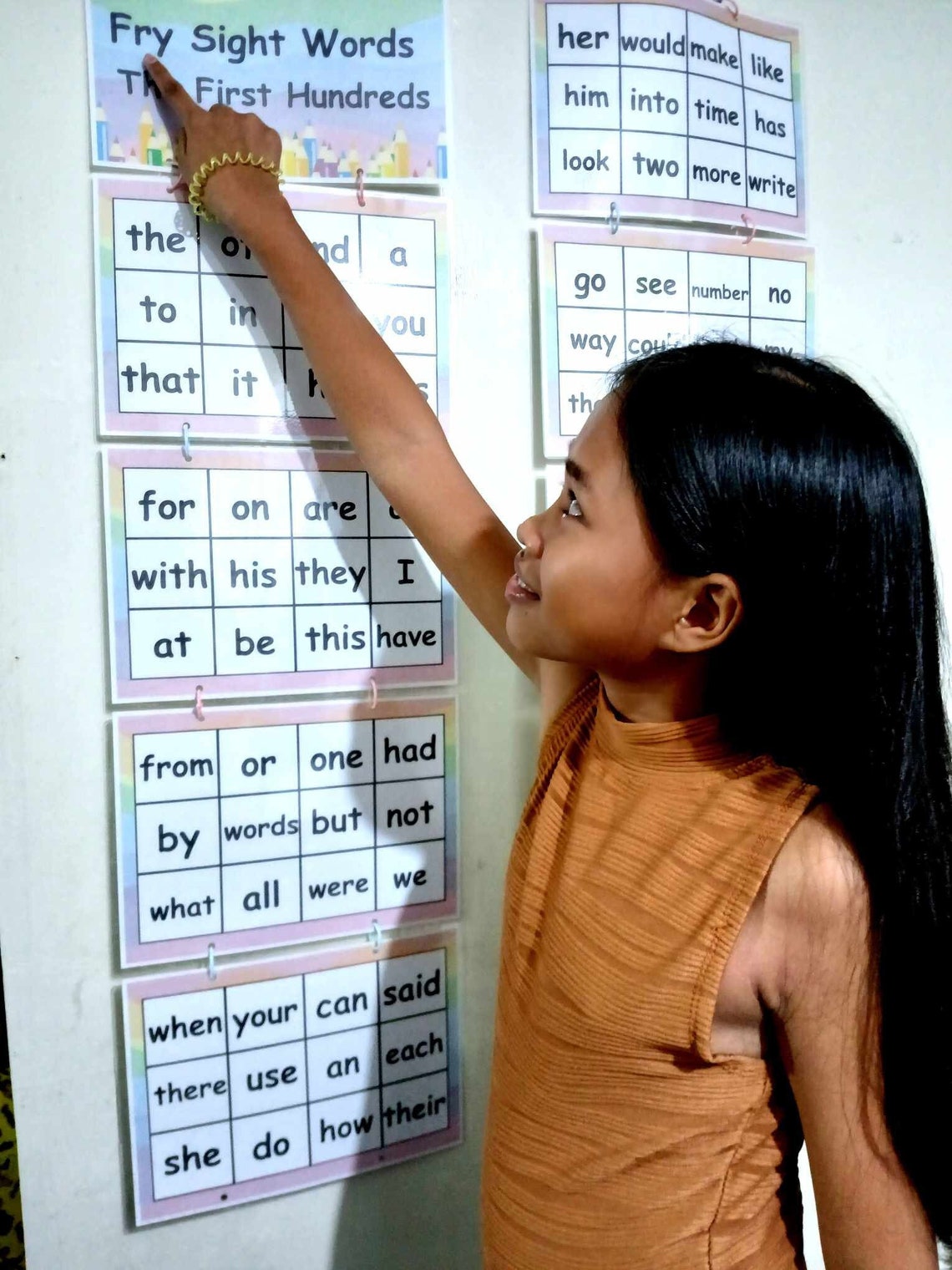 100 Printable Let's Learn Fry 1st Hundred Sight Words Hanging Charts ...