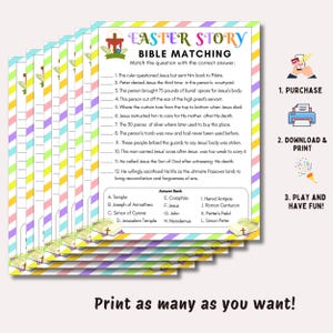 Easter Story Bible Matching Game, Holy Week Easter Bible Game Church ...