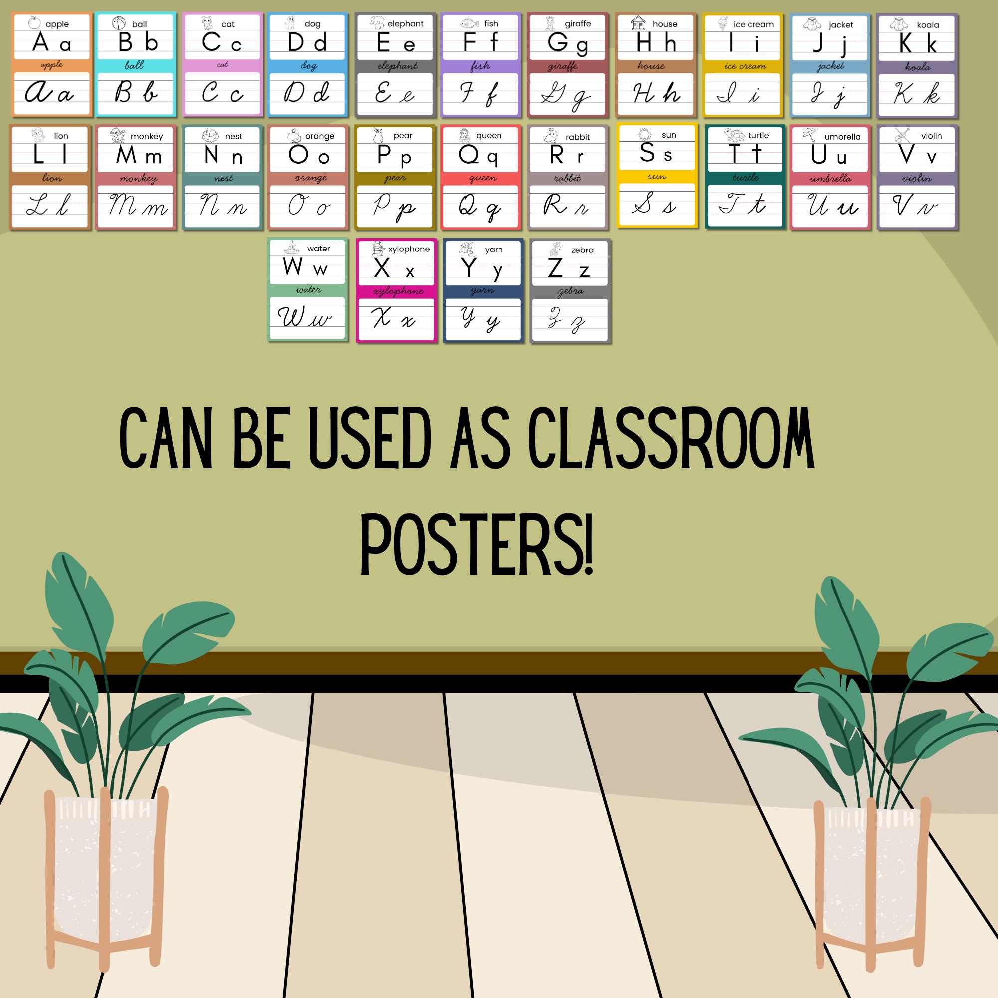 Cursive Alphabet Flashcards, Printable Classroom Decor (digital ...