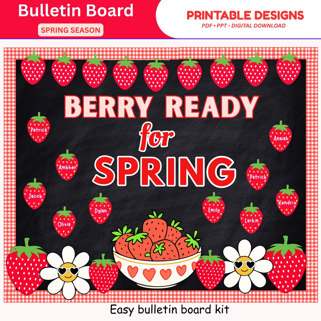 Spring Bulletin Board Kit | Berry Ready for Spring | Editable ...