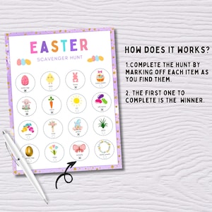 Printable Easter Scavenger Hunt, Spring Treasure Hunt (instant Download ...