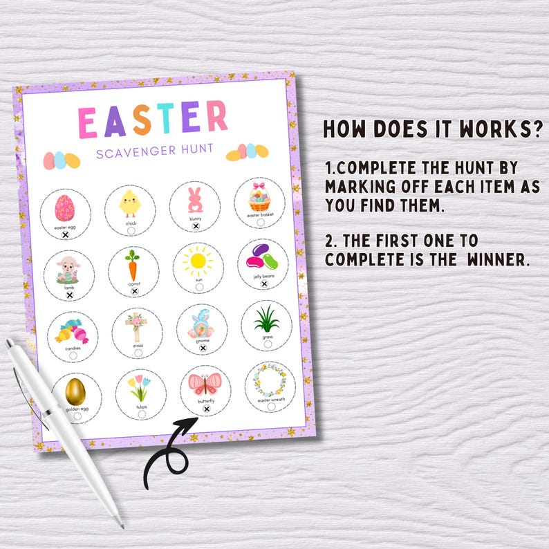 Printable Easter Scavenger Hunt, Instant Download Spring Treasure Hunt ...