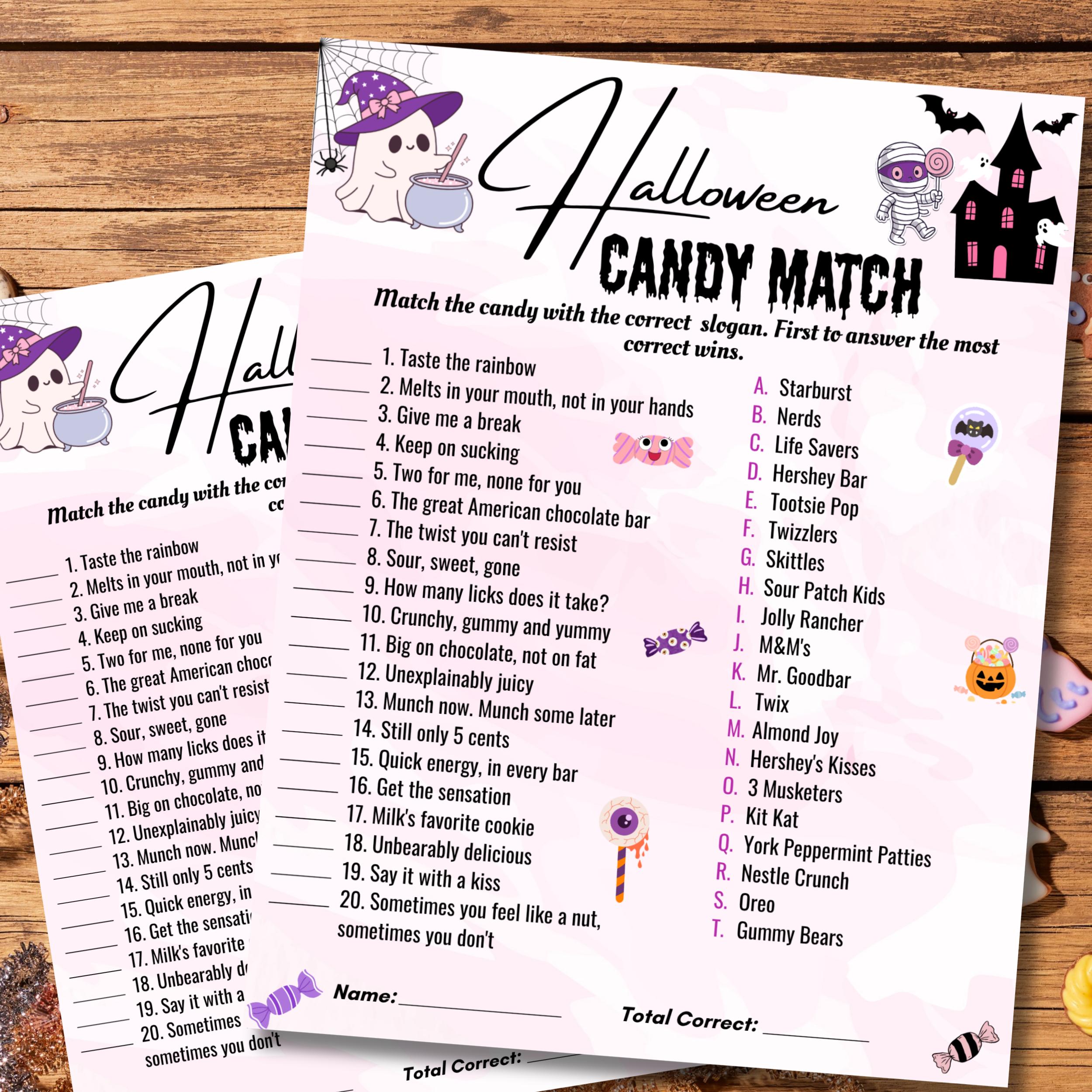 Halloween Candy Match Game, Halloween Trivia, Halloween Party Games ...