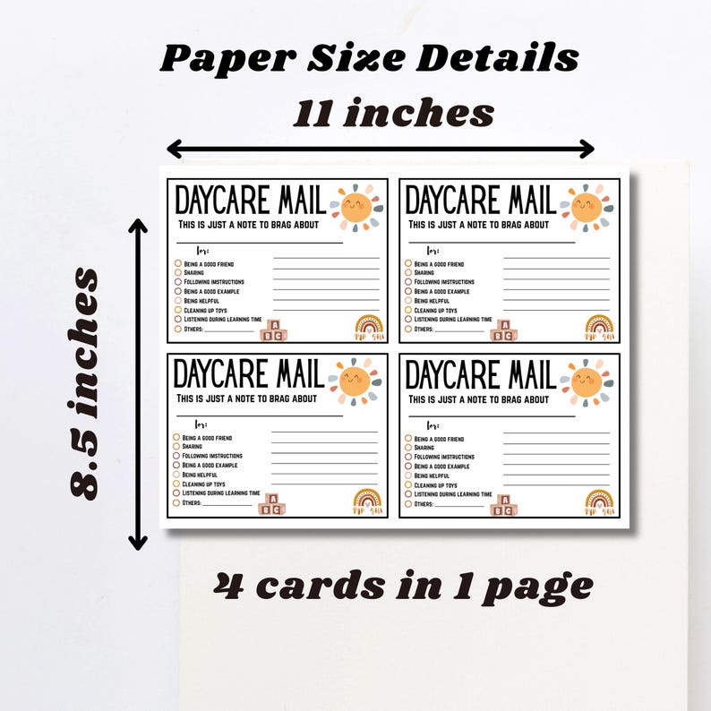 Daycare Mail - Daycare Notes, Note From Daycare Teacher, Homeschool ...