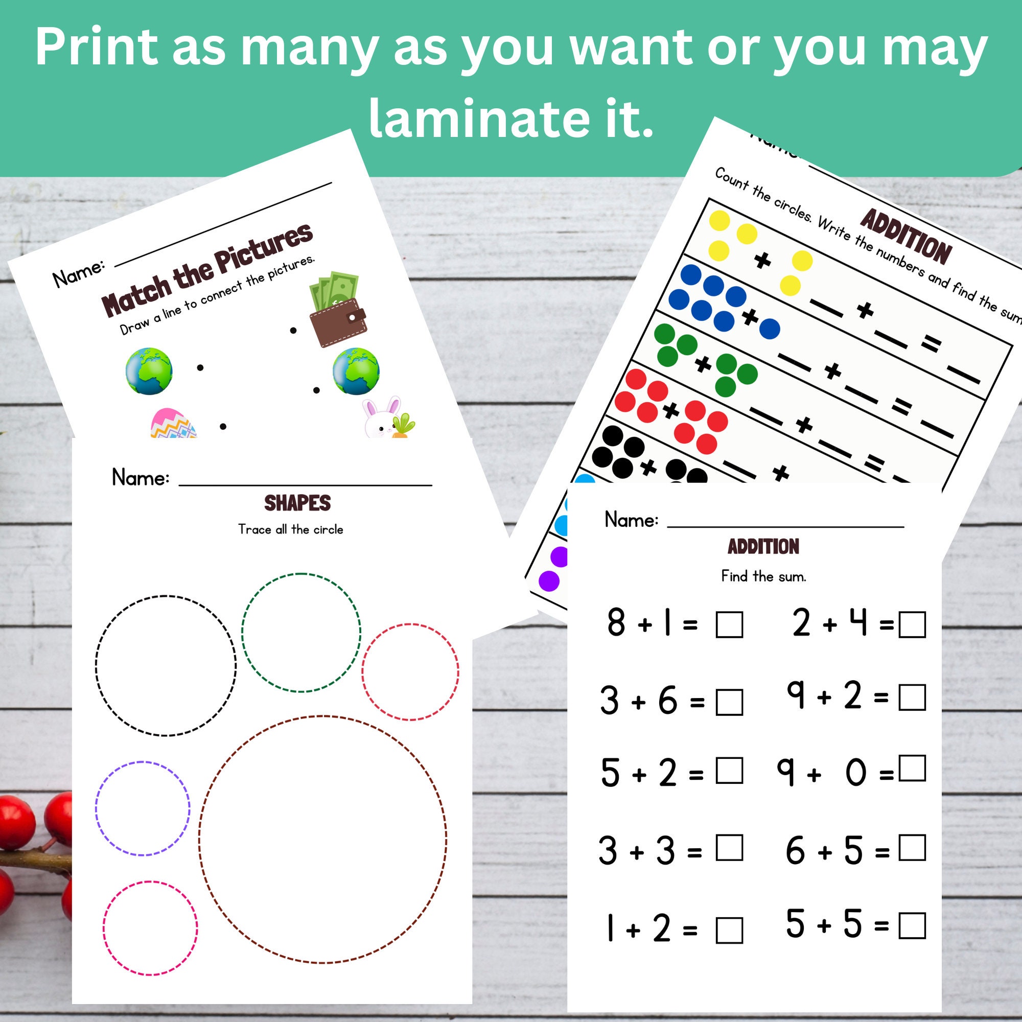 Printable Kindergarten Preschool Activity Educational Pages Preschool ...