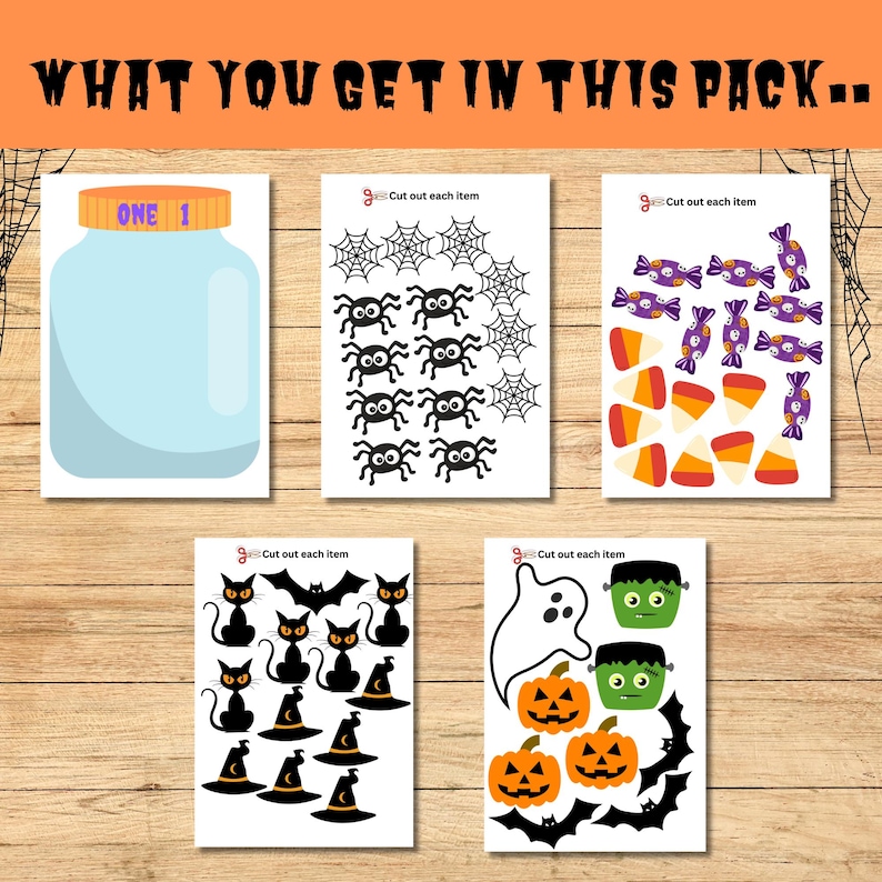Halloween Counting Activity for Kids, Fall Activity Number Sorting Jars ...