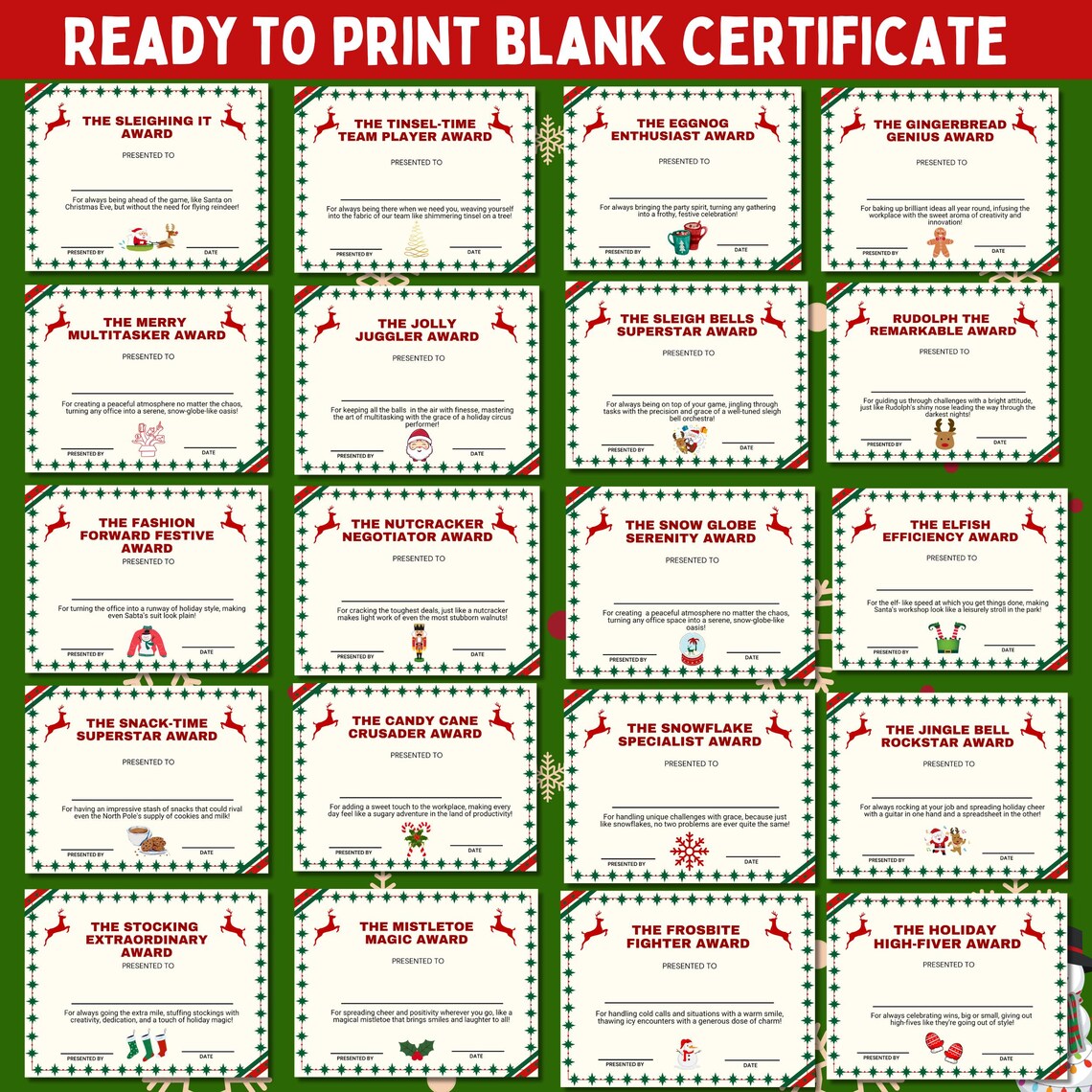 20 Funny Christmas Awards for Employees, Certificates Editable in Canva ...