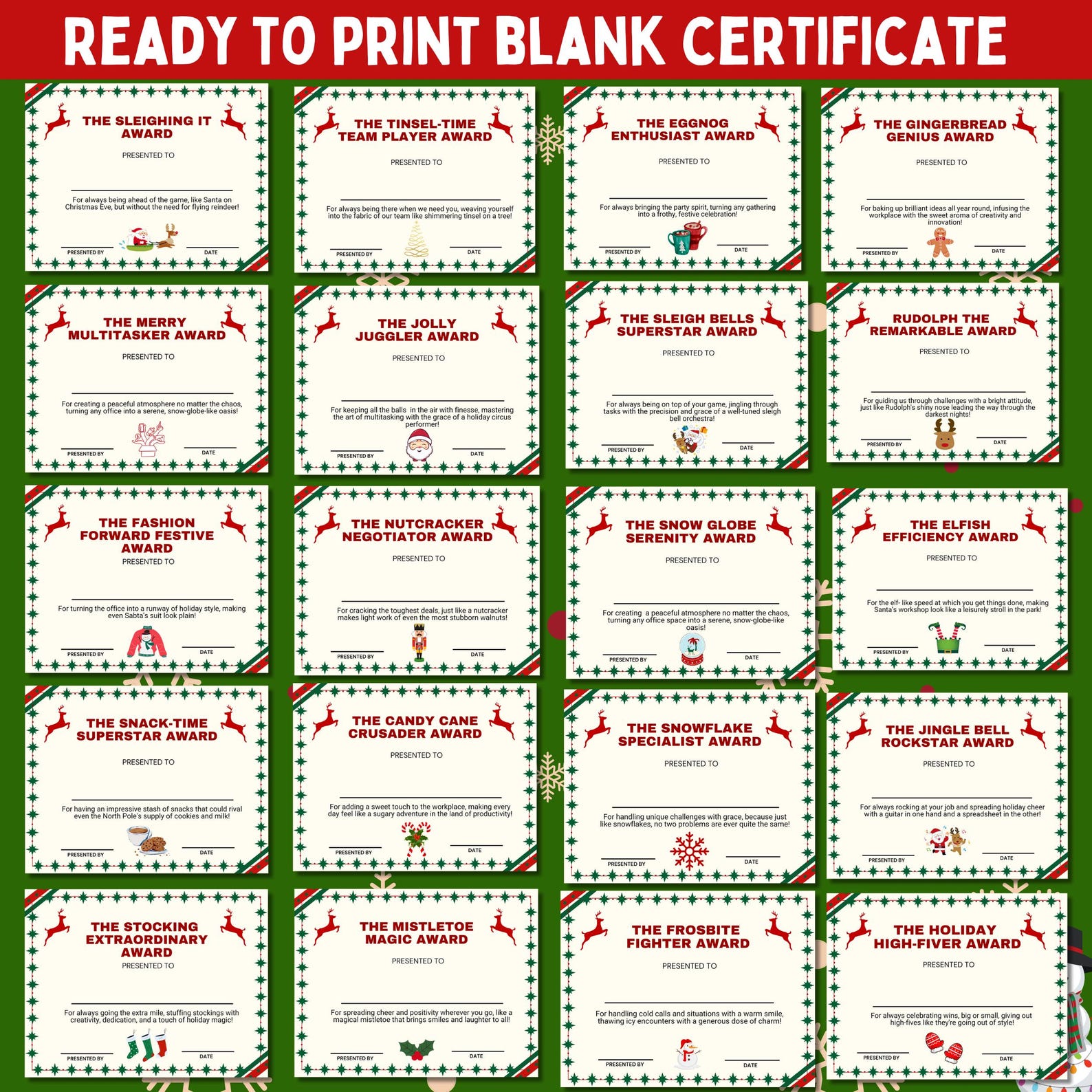 20 Funny Christmas Awards for Employees, Certificates Editable in Canva ...