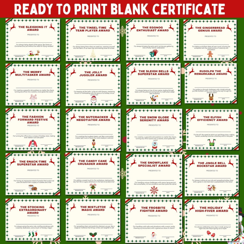 20 Funny Christmas Awards for Employees, Certificates Editable in Canva ...