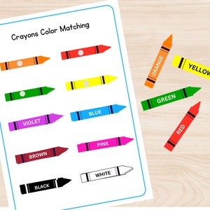 Color Matching Game, Busy Book Printable, Crayons Color Matching, Color ...