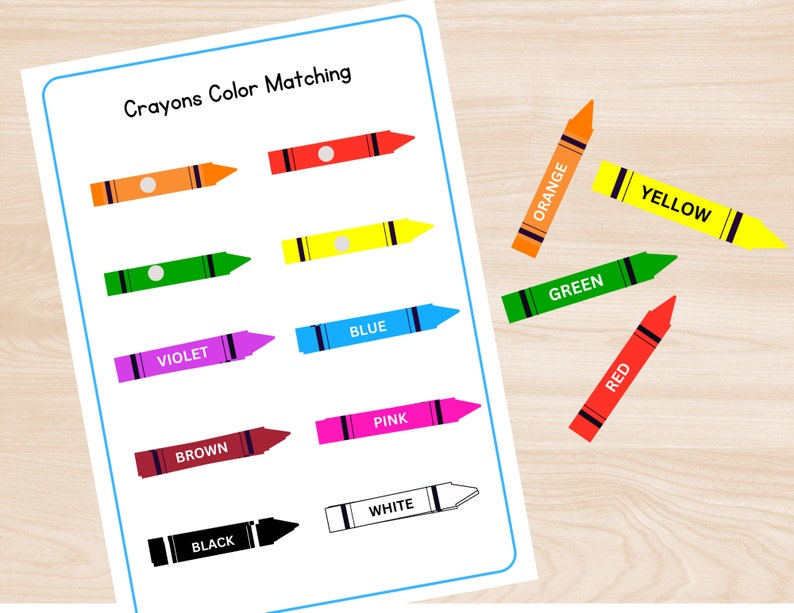 Color Matching Game, Busy Book Printable, Crayons Color Matching, Color ...