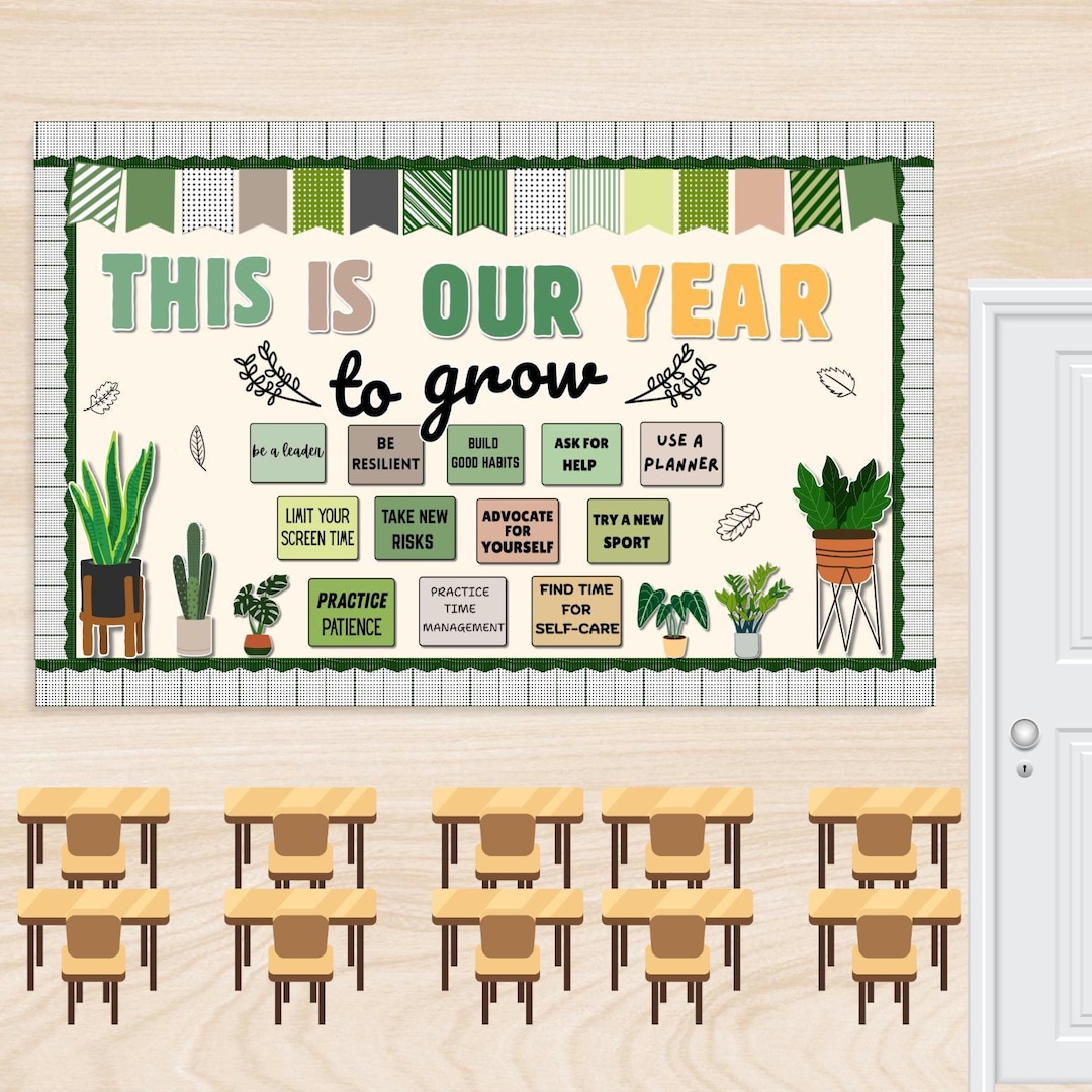 Classroom Bulletin Board Display, Greenery Plants Theme (PDF) - Etsy