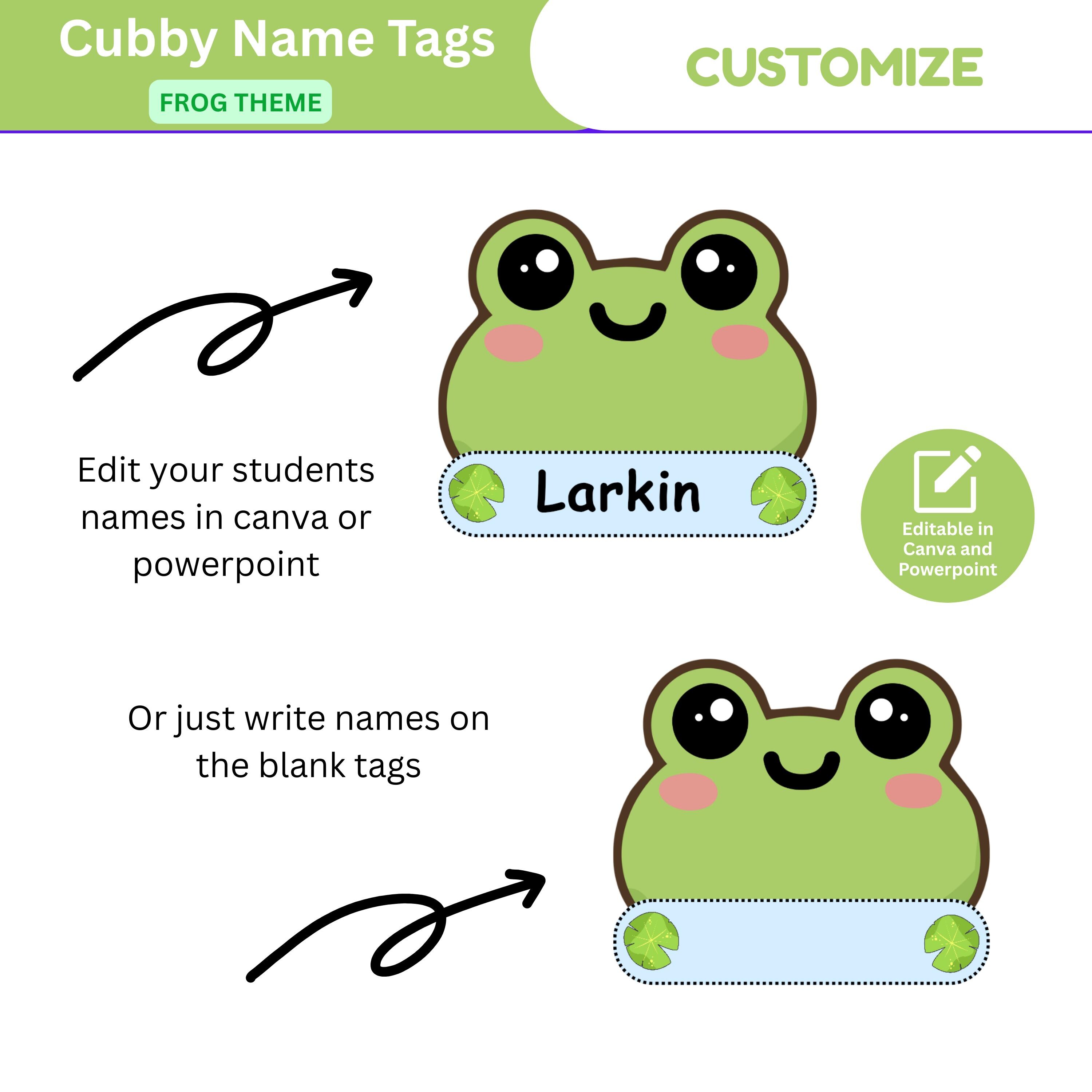 Editable Frog Cubby Name Tags: Classroom Labels (digital Download) - Etsy