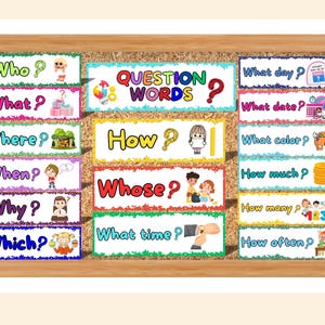 Question Word Classroom Poster Set | ESL Grammar (PDF, PNG) - Etsy