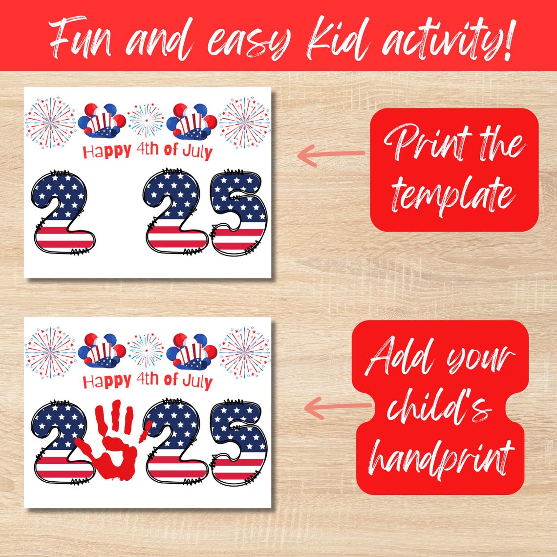 4th of July Handprint Art, Patriotic Keepsake (printable) - Etsy