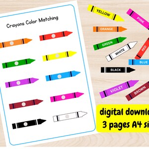 Color Matching Game, Busy Book Printable, Crayons Color Matching, Color ...