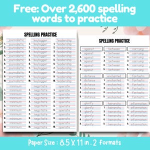 Spelling Practice Sheets With Handwriting Guidelines (PDF) - Etsy