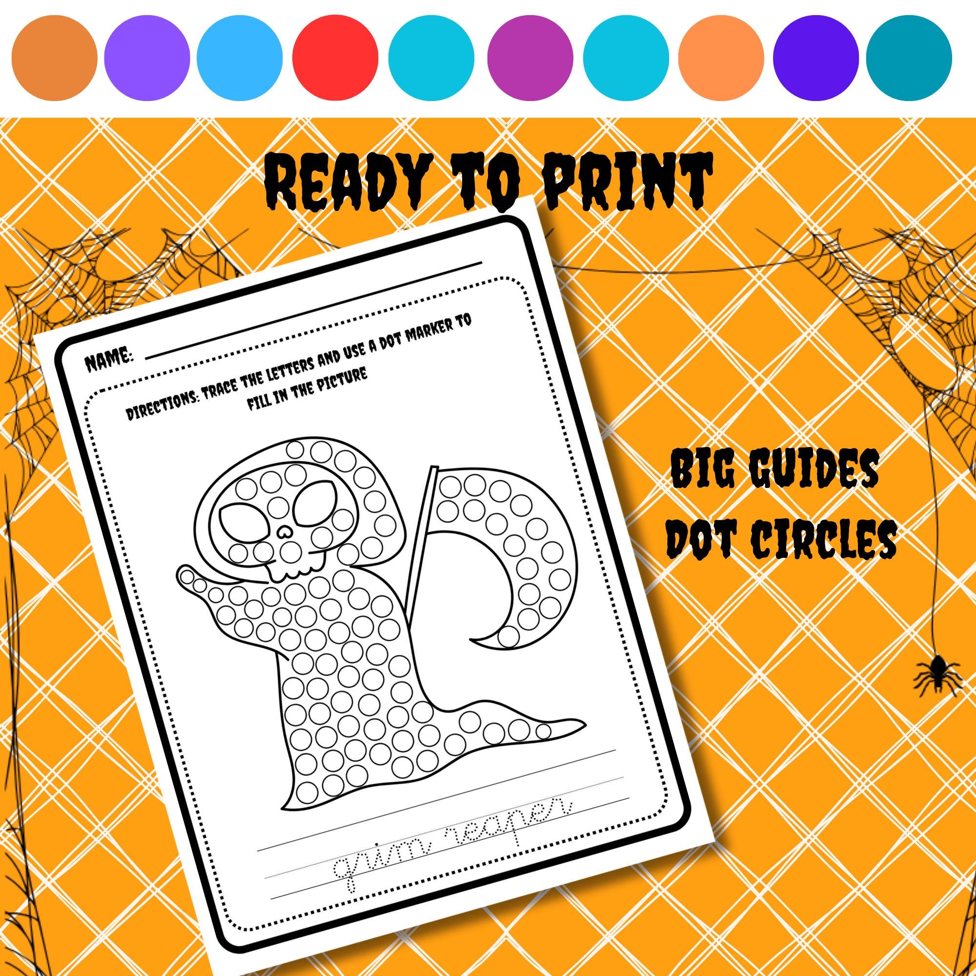 Halloween Dot Marker Printable - Cute Dab a Dot Coloring Pages for ...