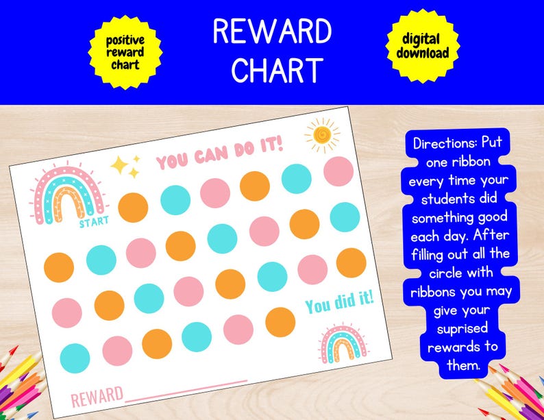 Positive Reward Chart, Classroom Teaching Materials (PDF, PNG) - Etsy