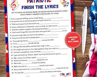 Patriotic Finish the Lyrics Game, Patriotic Trivia, Patriotic Songs ...