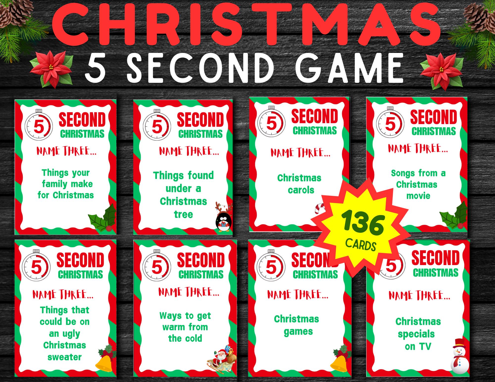 Christmas 5 Second Game | Printable Party Activity (PDF) - Etsy