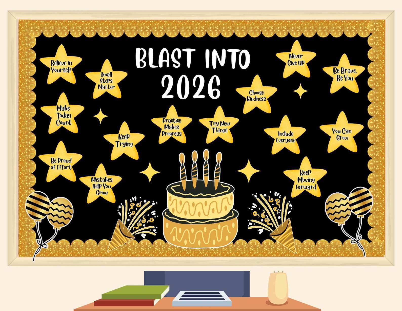 New Year Bulletin Board Kit Year to Shine Star Classroom Decorations ...
