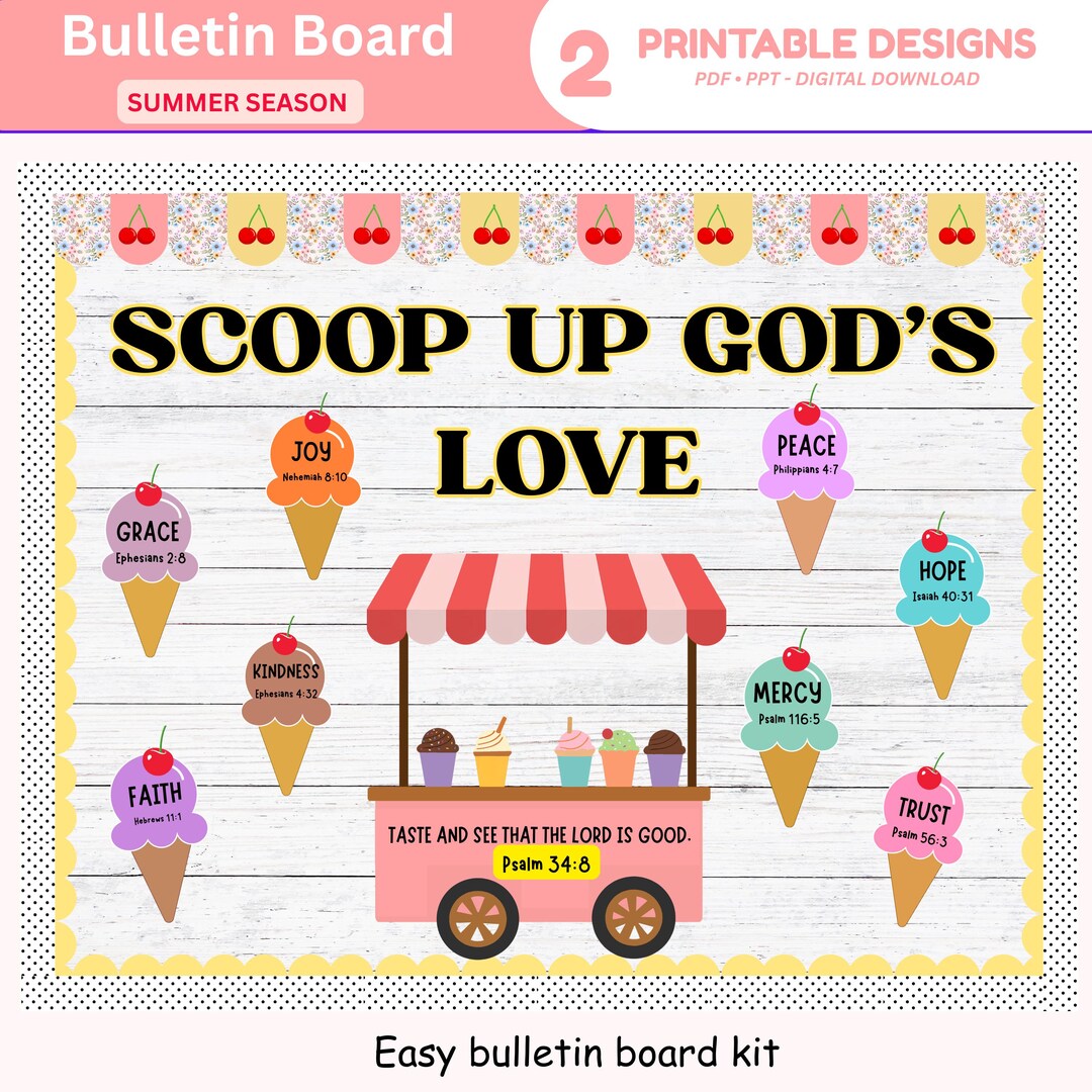 Summer Bulletin Board Kit Christian Classroom Decor Printable and ...